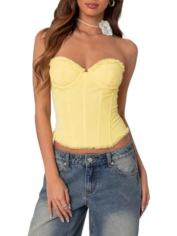EDIKTED Deirdre Mesh Corset Top - Yellow