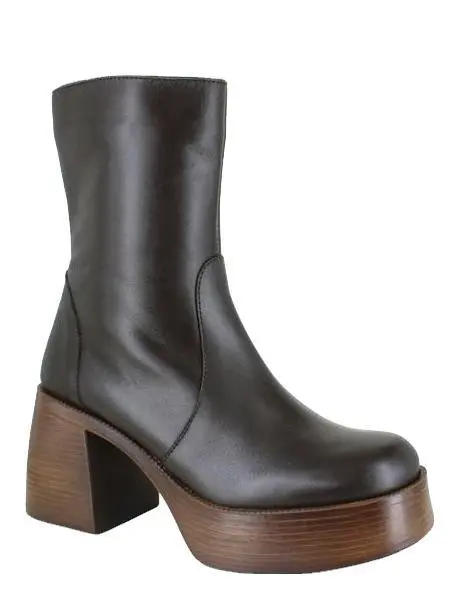 CANDIE'S Birgit Platform Bootie - Black/ Brown Leather