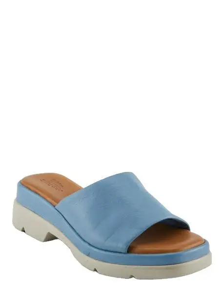 SPRING STEP SHOES Fire Island Platform Slide Sandal - Denim Blue