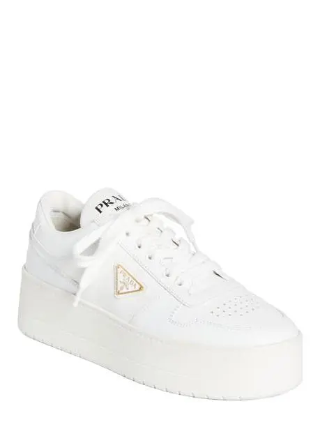 Prada Flatform Downtown Platform Sneakers - Bianco