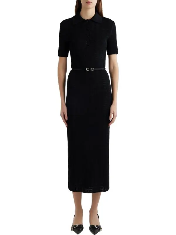 Givenchy Belted Knit Polo Midi Dress - Black