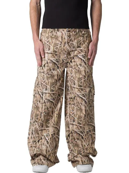 Mnml Void Baggy Cargo Jeans - Grass Camo