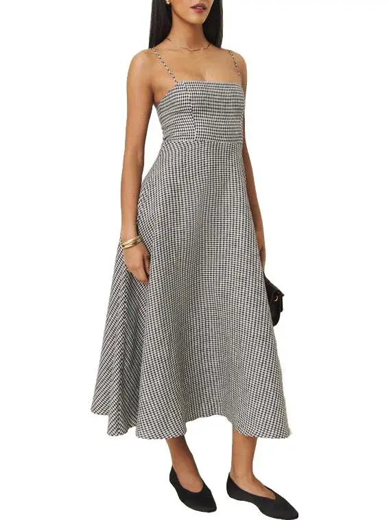 REFORMATION Monette Linen Maxi Dress - Remy Check
