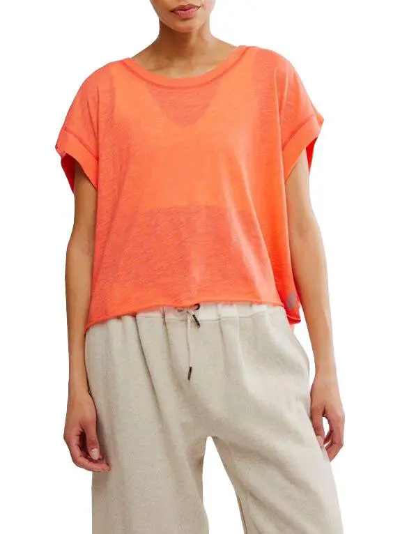 Free People My Tee Time T-shirt - Neon Coral