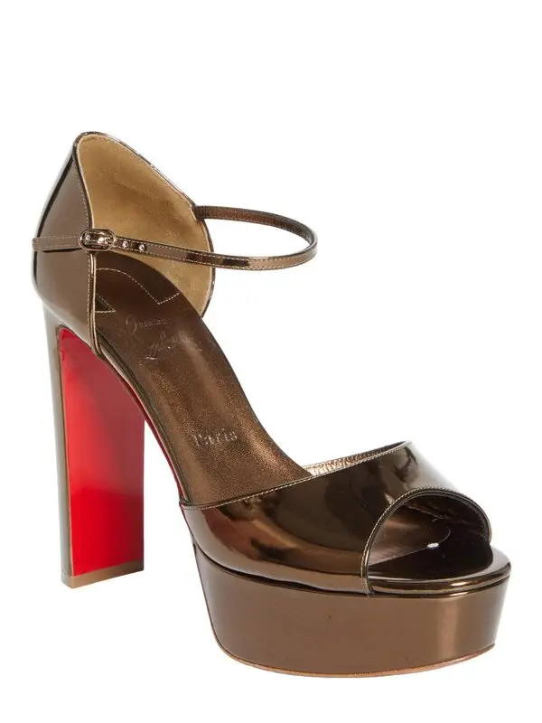 CHRISTIAN LOUBOUTIN Sandaloo Metallic Peep-toe Sandals - Bronzo/bronzo