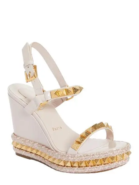 CHRISTIAN LOUBOUTIN Pyraclou Wedge Sandal - Leche