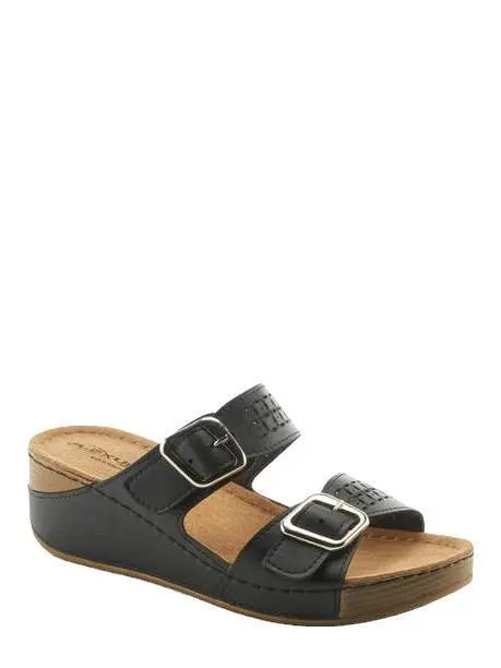 SPRING STEP SHOES Thrume Wedge Slide Sandal - Black