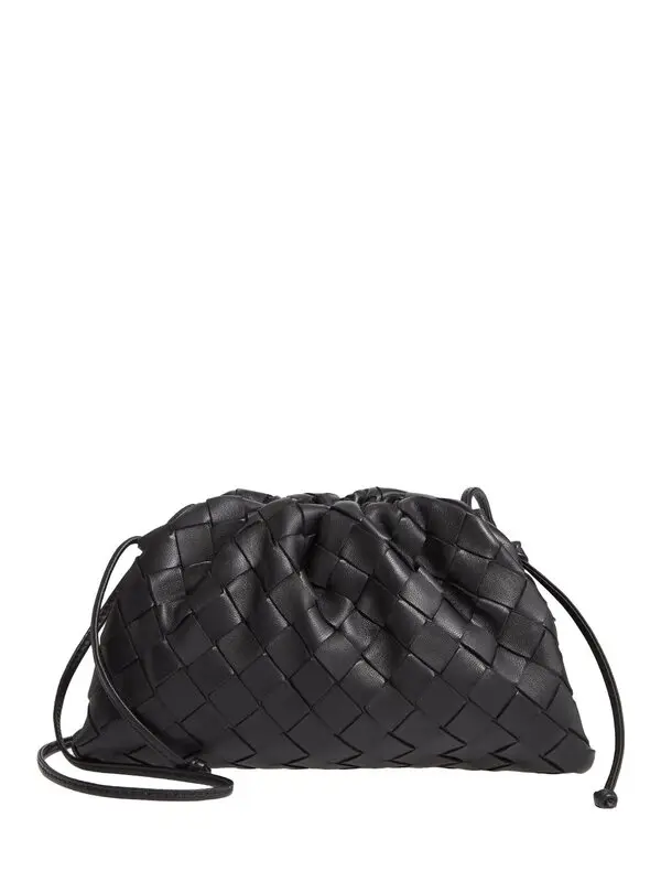 Bottega Veneta Small The Pouch Leather Clutch - Nero/ Silver