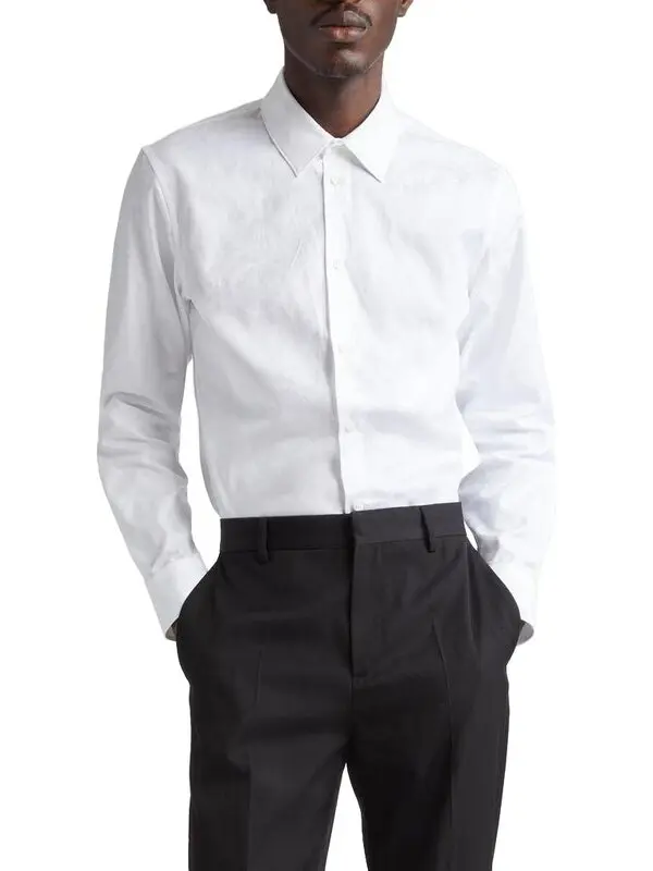 Versace Barocco Jacquard Button-up Shirt - Optical White