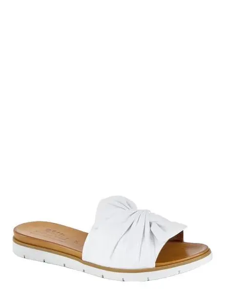 SPRING STEP SHOES Lavona Leather Slide Sandal - White
