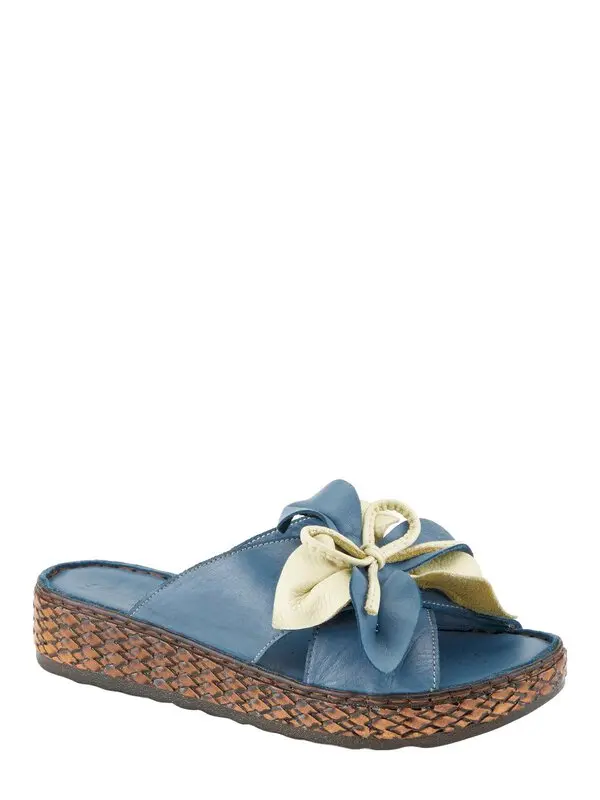 SPRING STEP SHOES Hilary Wedge Slide Sandal - Blue