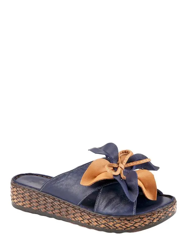 SPRING STEP SHOES Hilary Wedge Slide Sandal - Navy