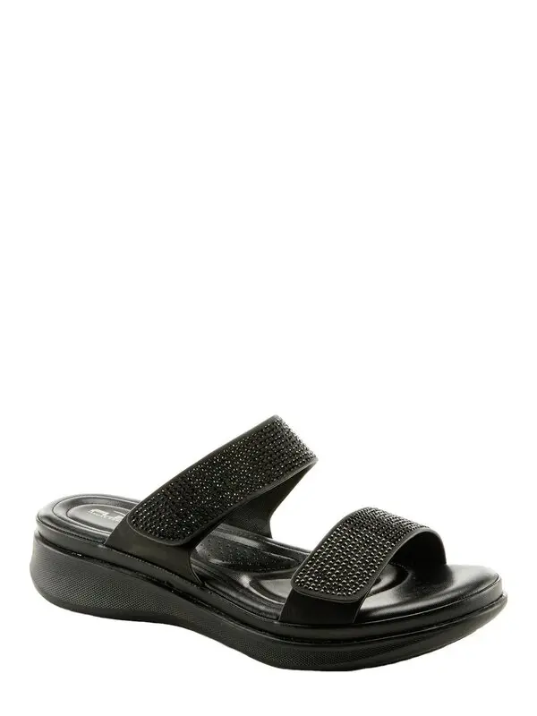 SPRING STEP SHOES Bling Wedge Sandals - Black