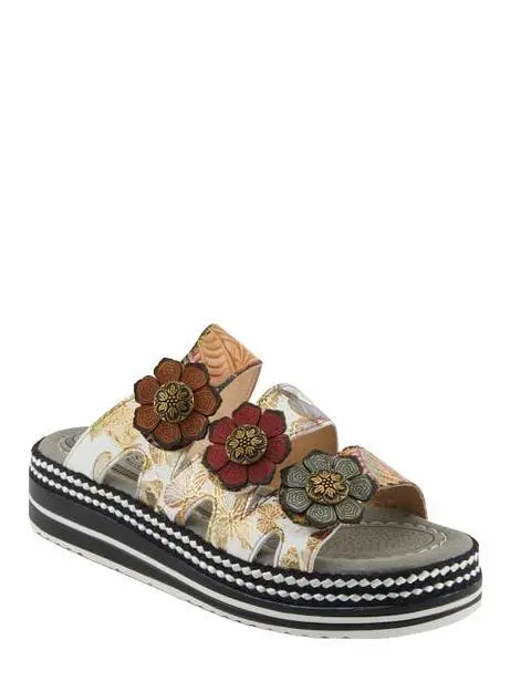 SPRING STEP SHOES Naomi Platform Slide Sandal - Tan Multi