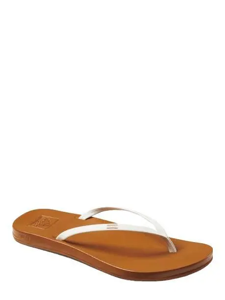 Reef Cushion Bounce Slim Flip Flop - White/ Tan