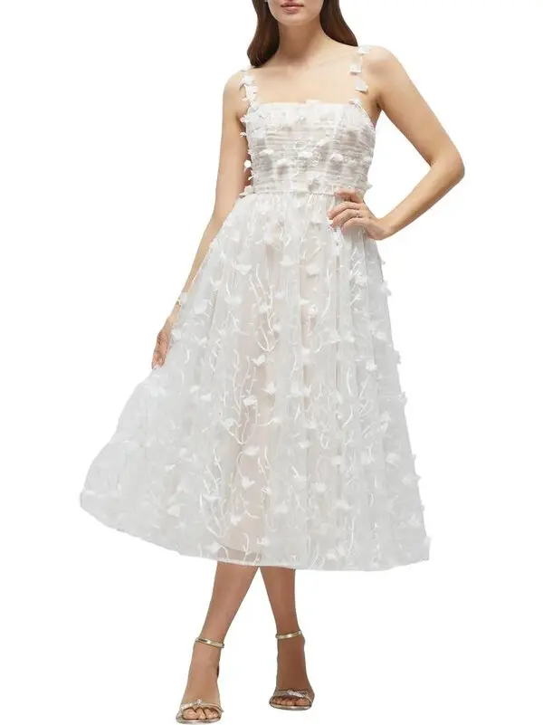 Dessy Collection 3d Floral Cocktail Dress - Ivory