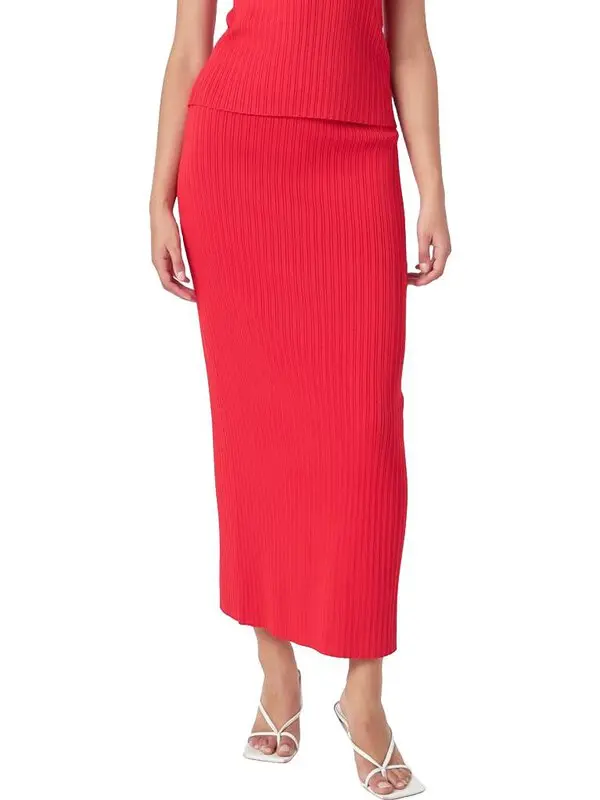 Endless Rose Ribbed Maxi Skirt - Red