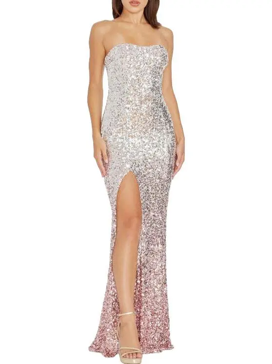 Dress The Population Nikita Ombré Sequin Gown - Blush Multi