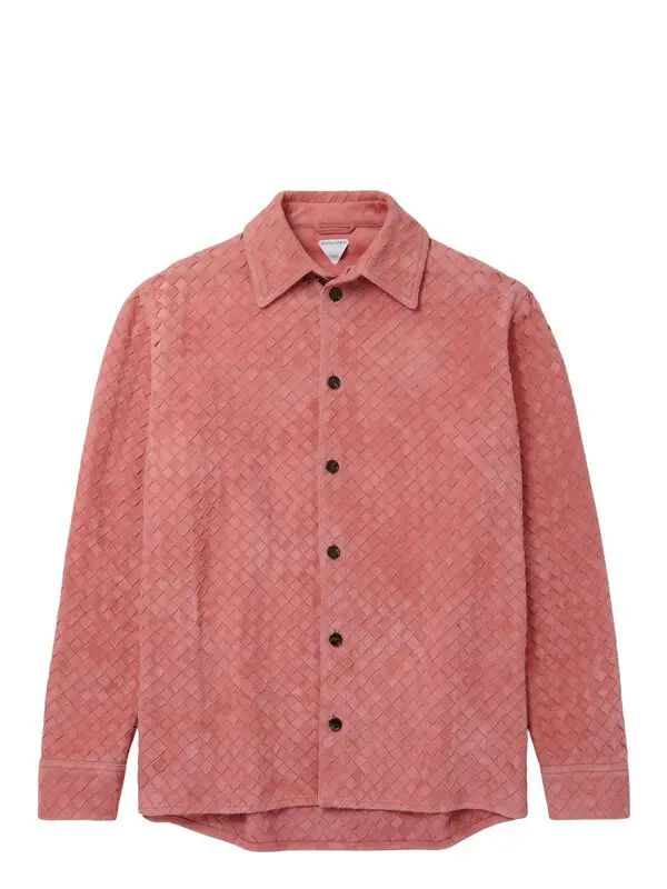 Bottega Veneta Intrecciato Suede Overshirt - Pink