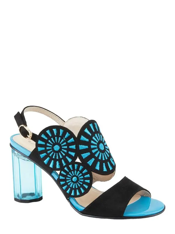 SPRING STEP SHOES Embroidery Slingback Sandal - Black Multi