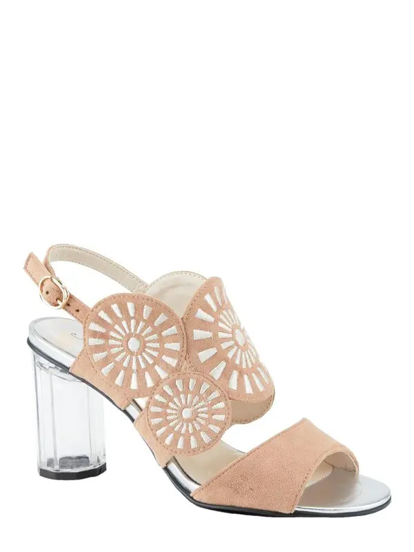 SPRING STEP SHOES Embroidery Slingback Sandal - Tan Multi