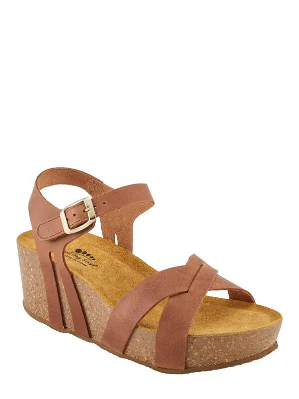 SPRING STEP SHOES Platform Wedge Sandal - Brown