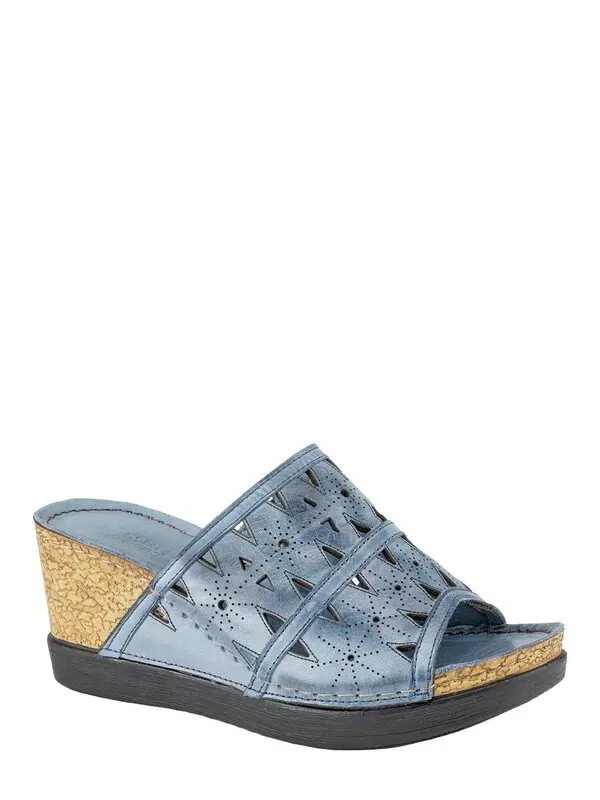SPRING STEP SHOES Fusa Wedge Slide Sandal - Blue