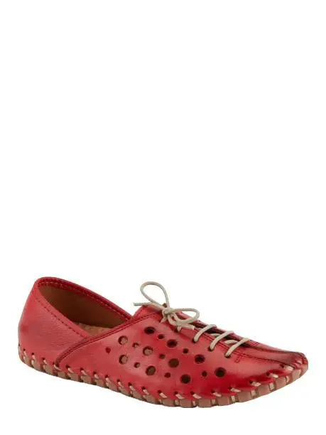 SPRING STEP SHOES Moonwalk Perforated Leather Shoe - Red