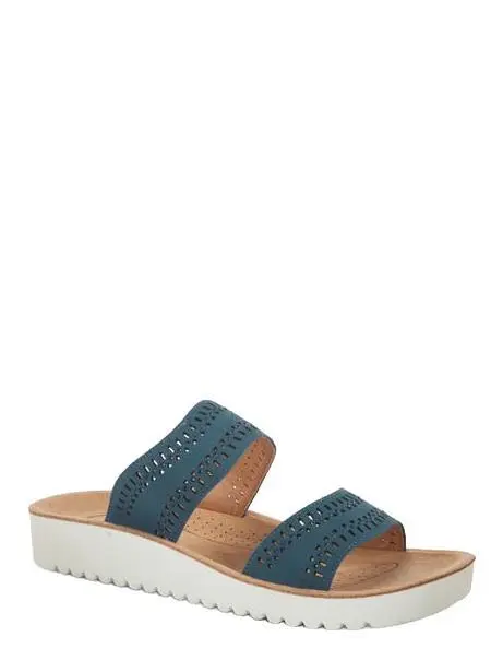 SPRING STEP SHOES Bayshore Crystal Cutout Slide Sandal - Navy