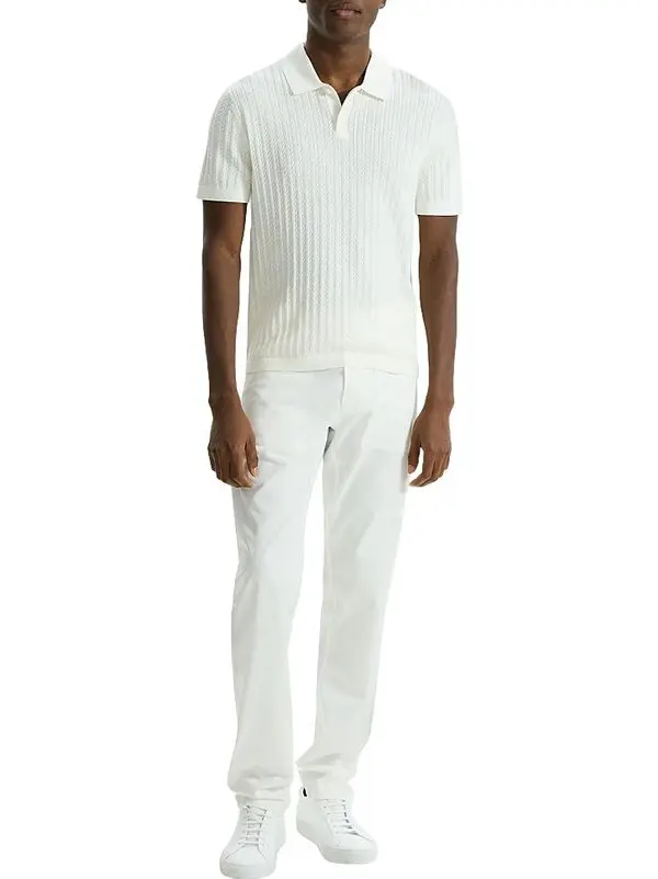 Theory Short Sleeve Cable Polo In Breach - Ivory