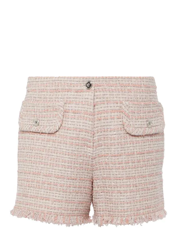 Versace Fringed Tweed Shorts - Pink