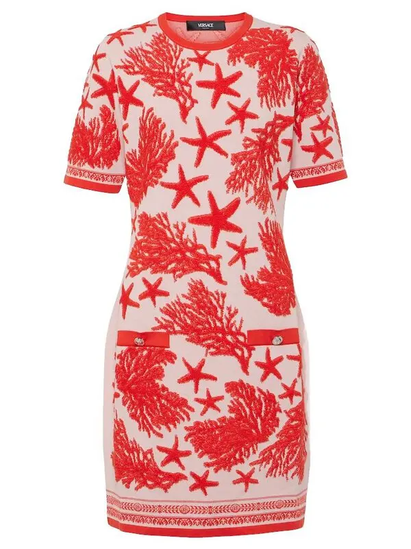 Versace Barocco Sea Jacquard Minidress - Pink