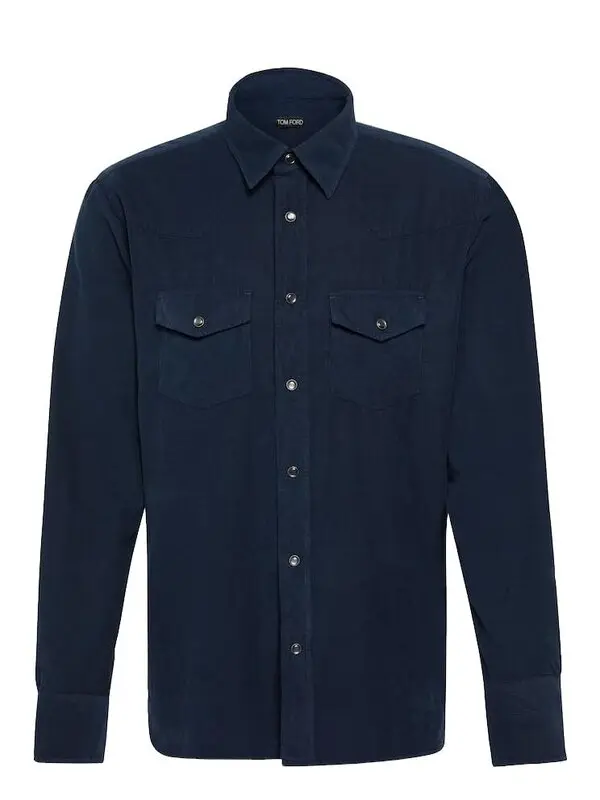 TOM FORD Cotton Corduroy Western Shirt - Blue