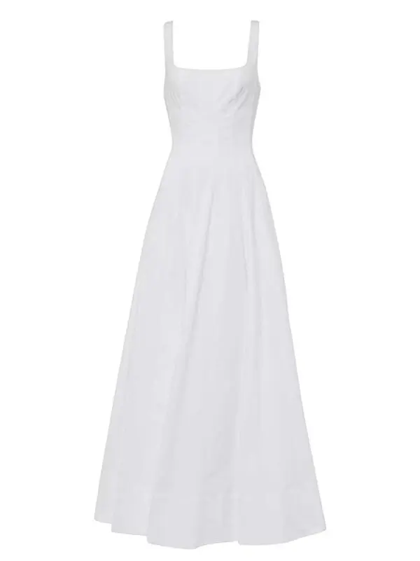Staud Wells Cotton Poplin Maxi Dress - White