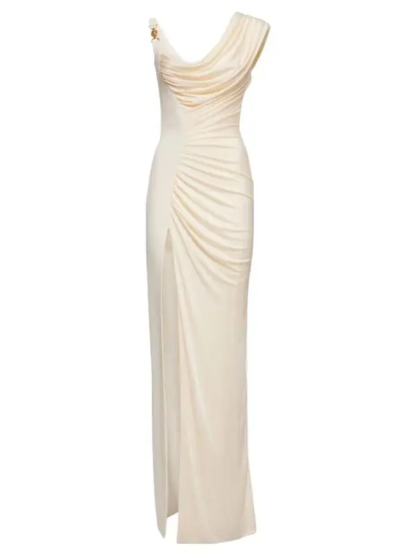 Versace Medusa '95 Draped Crêpe Gown - White