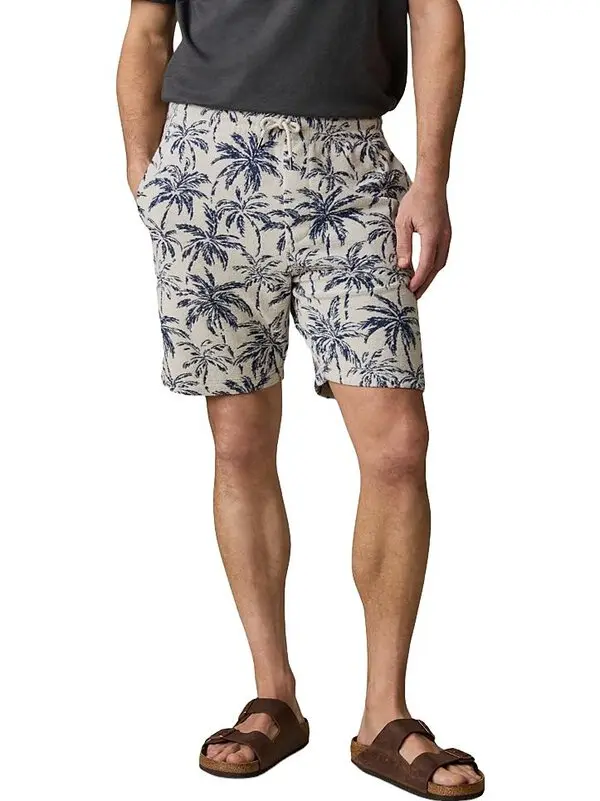 Faherty Brand Cabana 7.5" Terry Towel Palm Tree Sweat Shorts - Ivory Tropic Trees