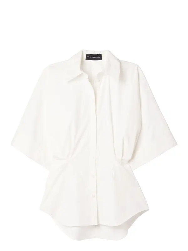 Brandon Maxwell The Elsa Cutout Cotton-poplin Shirt - White