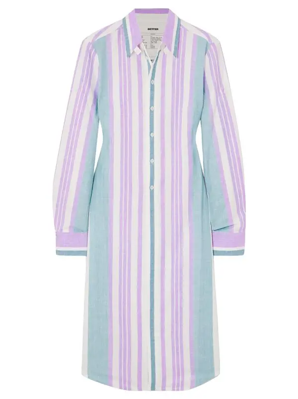 BETTTER Lorca Striped Linen Midi Shirt Dress - Multi