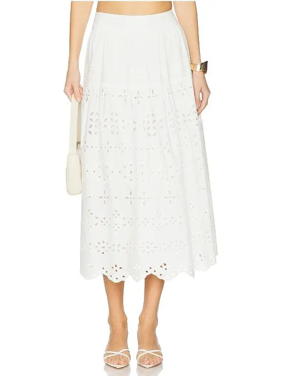 Hemant & Nandita Floral Print Midi Skirt - Off White