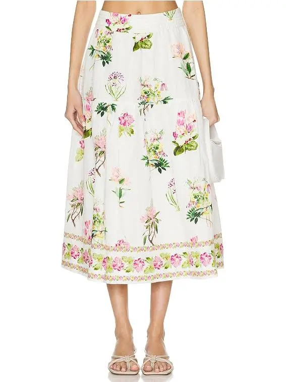 Hemant & Nandita Midi Skirt - White Floral