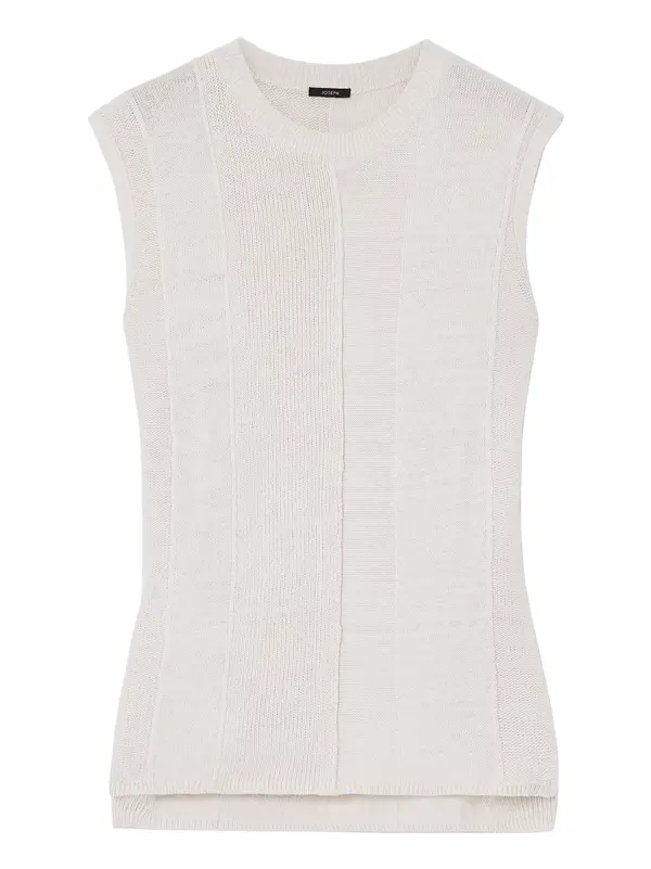 JOSEPH Ribbed-knit Linen-blend Top - Ivory