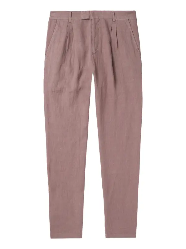 Mr P. Steve Tapered Pleated Trousers - Pink