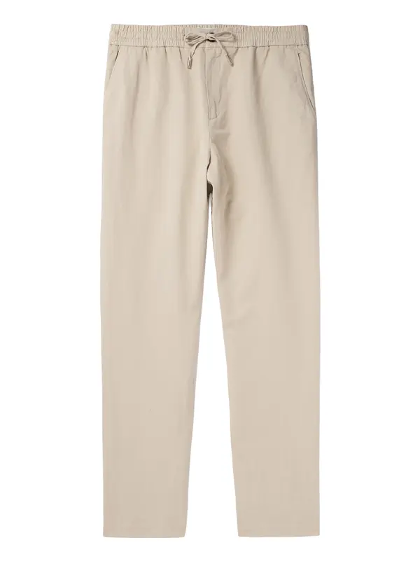 Mr P. James Straight-leg Cotton And Linen-blend Twill Drawstring Trousers - Neutrals