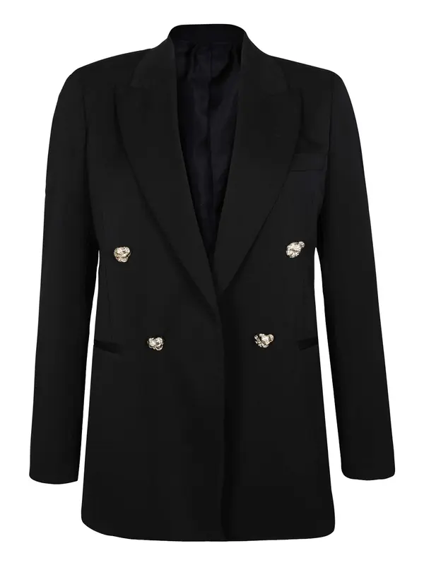 LANVIN Virgin Wool Double Breasted Blazer - Black