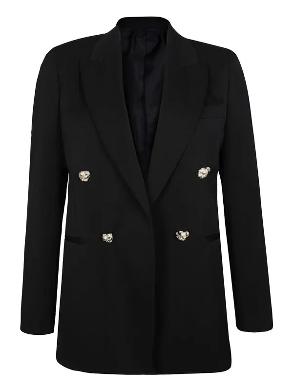 LANVIN Virgin Wool Double Breasted Blazer - Black