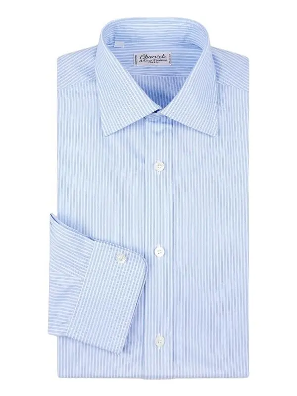 Charvet Pinstriped Cotton Dress Shirt - Blue