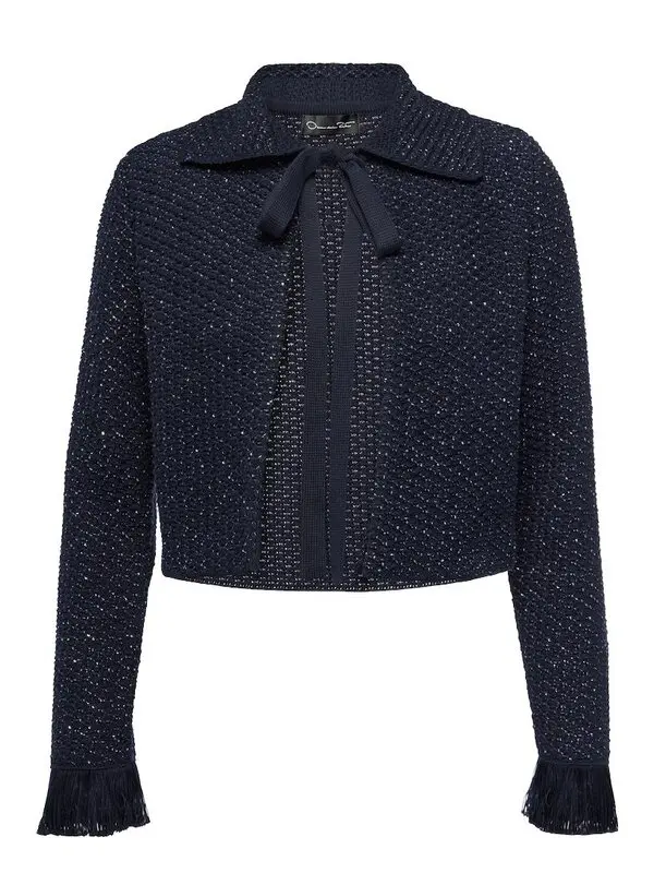 Oscar De La Renta Cotton-blend Tweed Jacket - Blue
