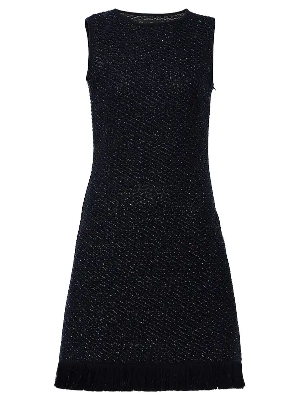 Oscar De La Renta Cotton-blend Tweed Minidress - Blue