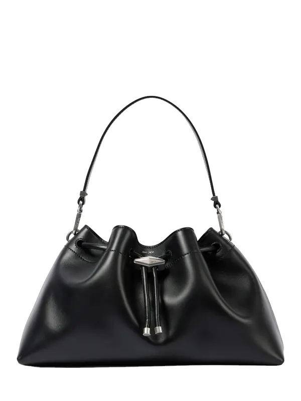 JIMMY CHOO Cinch Leather Shoulder Bag - Black