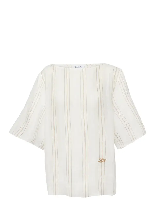 Loro Piana Mara Striped Linen Top - White